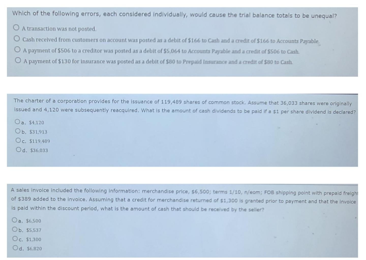 Solved Which of the following errors, each considered | Chegg.com