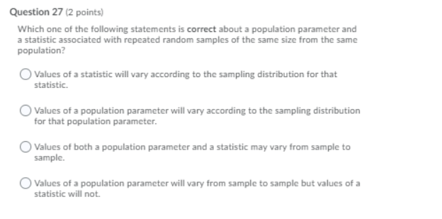 Solved Question 27 (2 points) Which one of the following | Chegg.com