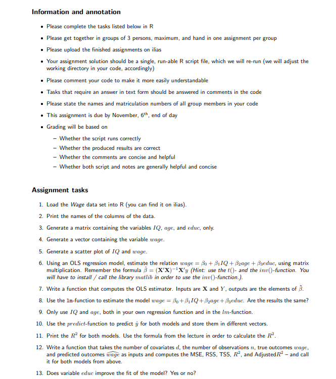 Solved Information and annotation - Please complete the | Chegg.com