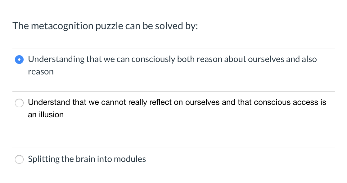 Solved The metacognition puzzle can be solved by: | Chegg.com