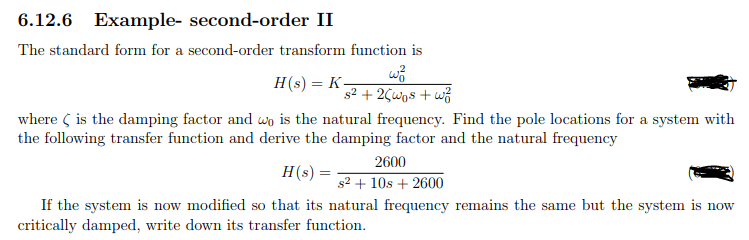Solved 6.12.6 Example-second-order 11 The standard form for | Chegg.com
