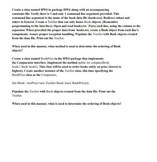 Solved This assignment will use the TreeSet class from the | Chegg.com