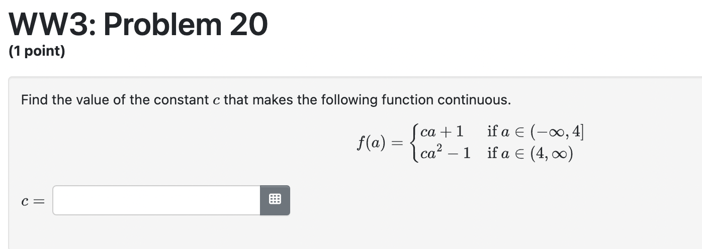 Solved Find the value of the constant c that makes the | Chegg.com