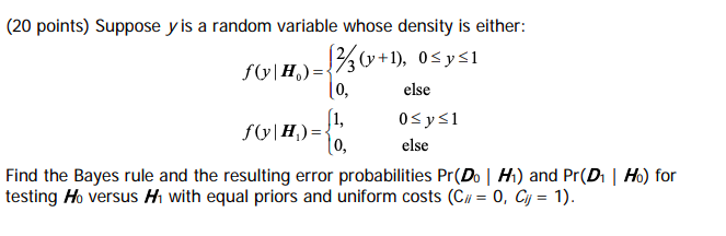 Solved (20 points) Suppose y is a random variable whose | Chegg.com