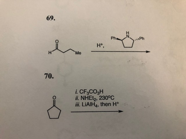 Solved O= Me 1. CF3CO3H ii. NHEta, 230°C iii. LiAIH4, then | Chegg.com