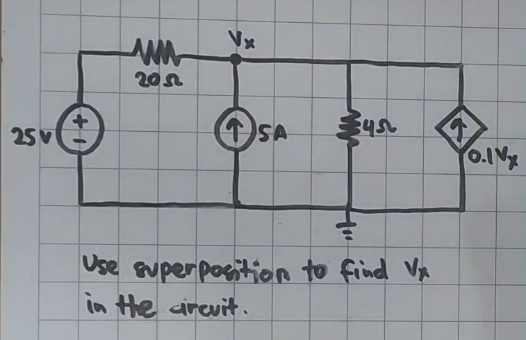Solved Use superposition to find Vx ﻿in the arevit. | Chegg.com
