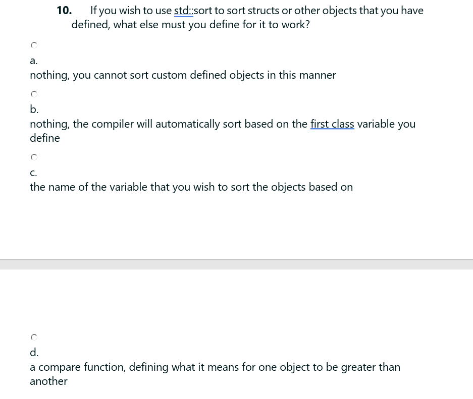 Solved 1. Select the correct method to dereference a struct | Chegg.com