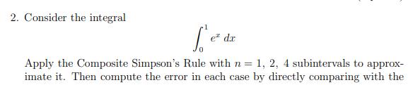 Solved Consider the integral∫01exdxApply the Composite | Chegg.com