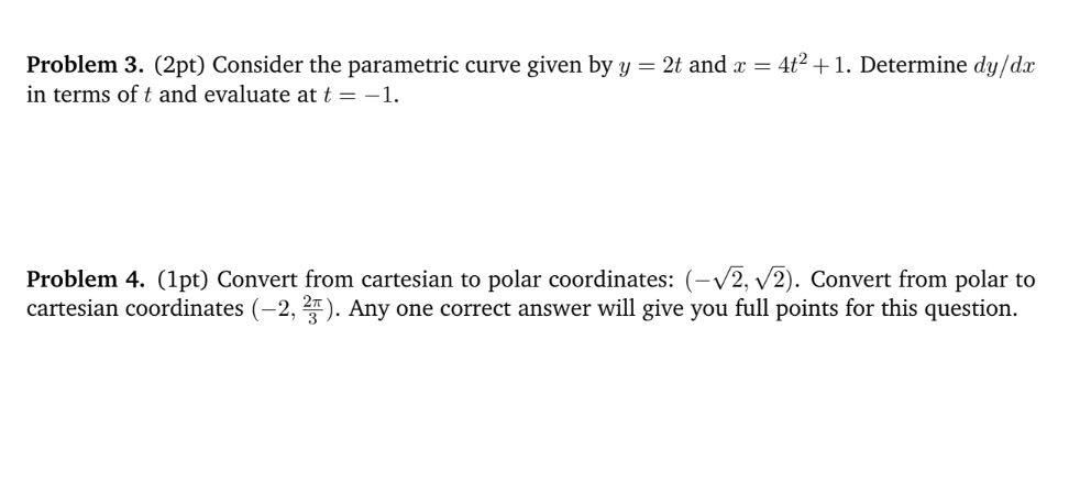 Solved Problem 4. (1pt) Convert from cartesian to polar | Chegg.com