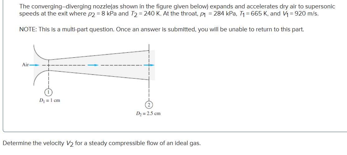 Solved The converging-diverging nozzle(as shown in the | Chegg.com