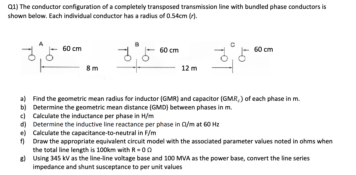 Solved Q1) The conductor configuration of a completely | Chegg.com