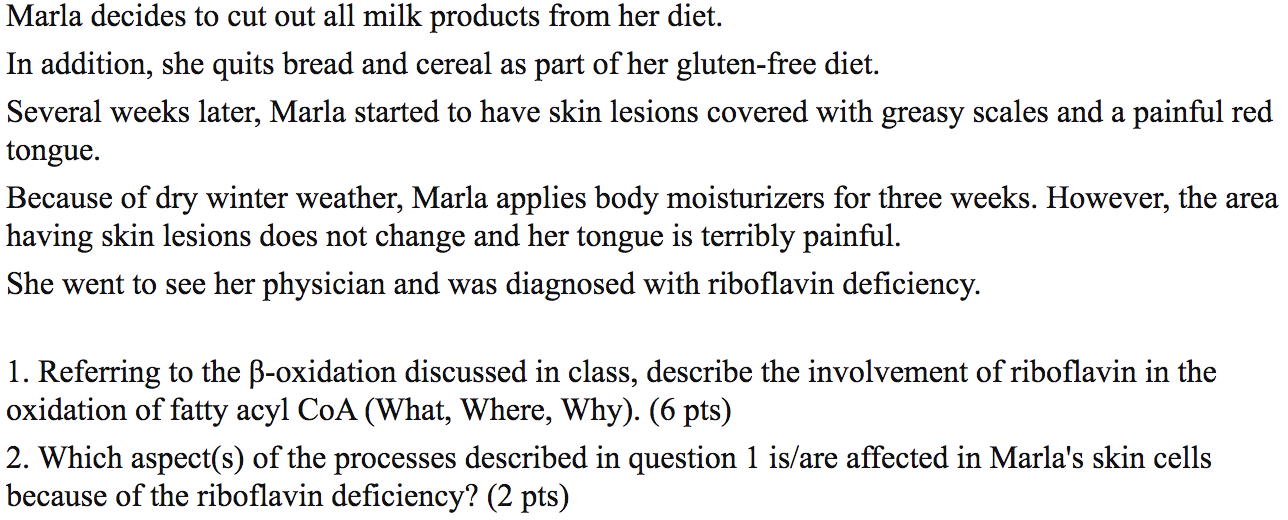 Solved Marla decides to cut out all milk products from her | Chegg.com