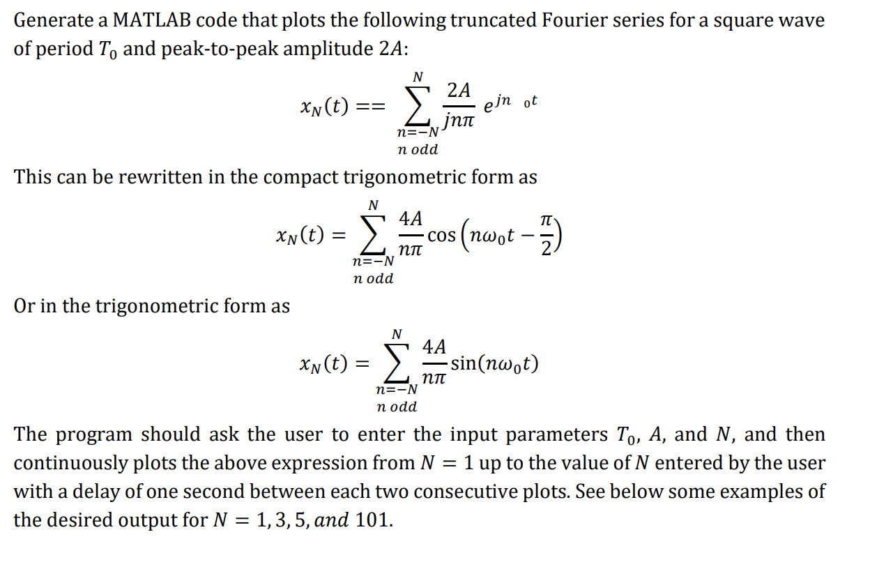 Solved Generate a MATLAB code that plots the following | Chegg.com