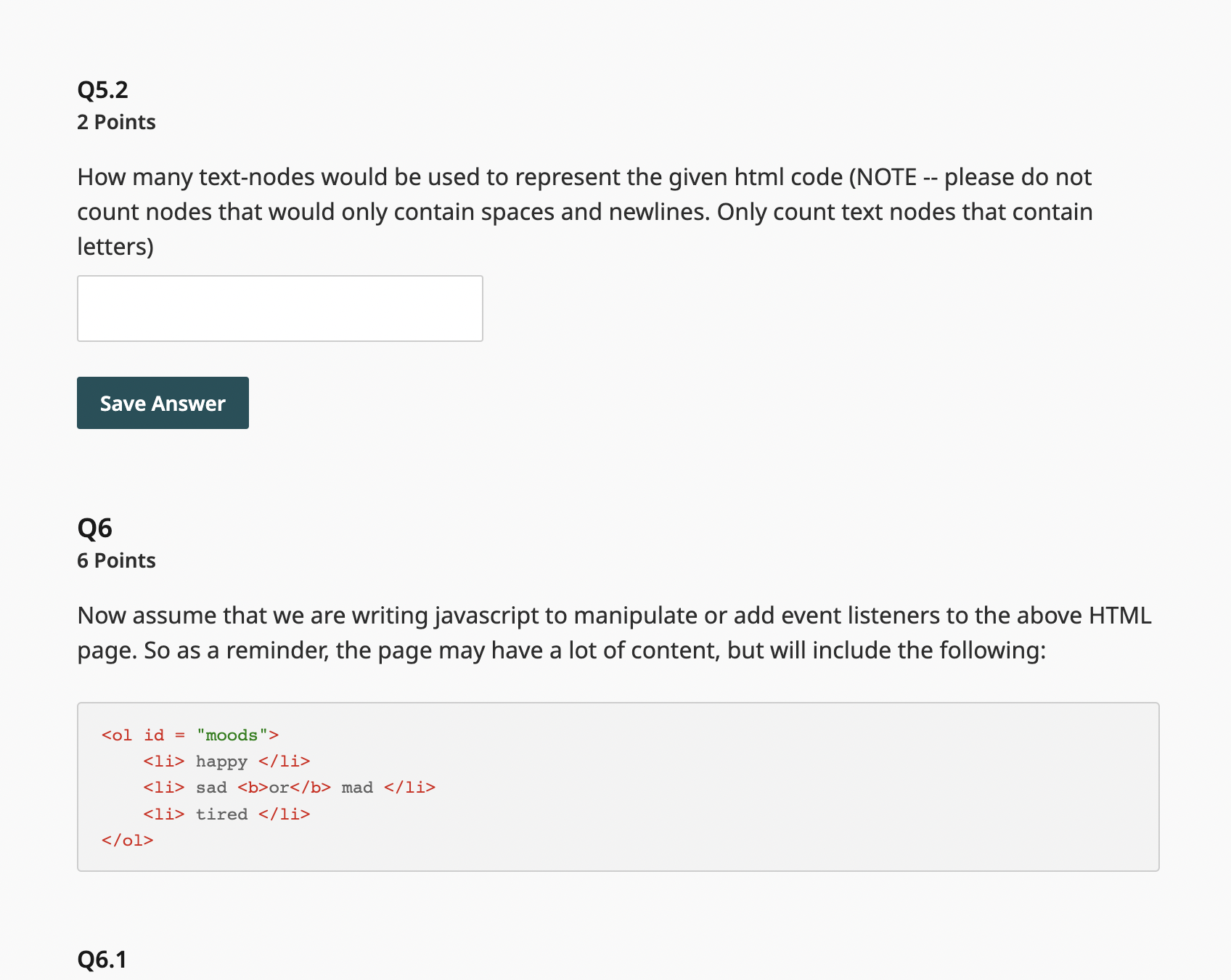 Solved The following two questions ask about the DOM tree | Chegg.com