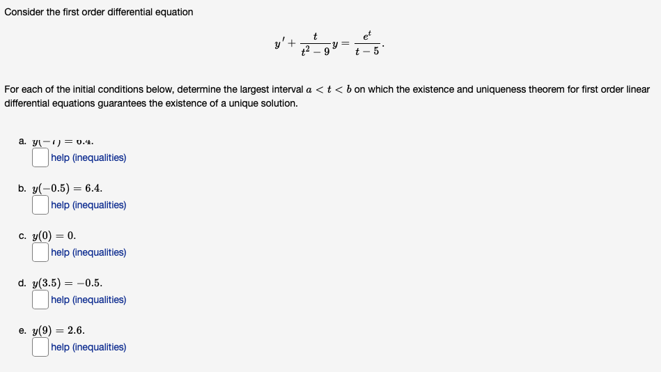 Solved Consider the initial value problem 2ty' = 4y, y(-1) = | Chegg.com