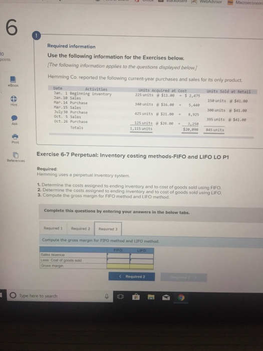 Solved Required information Use the following information | Chegg.com