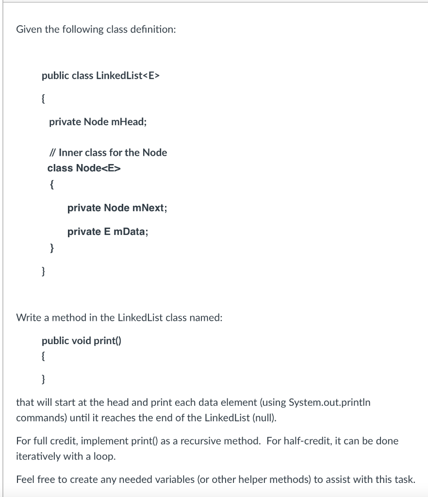 Solved Given the following class definition: public class | Chegg.com