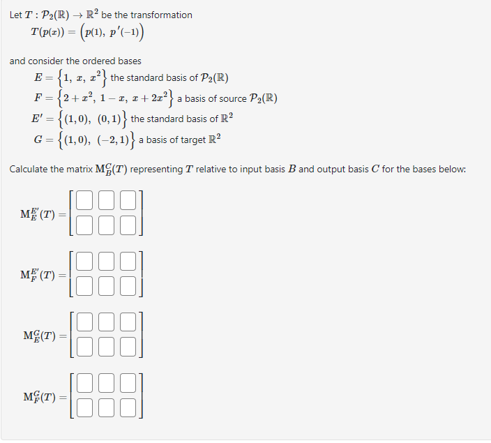 Solved Let T:P2(R)→R2 ﻿be the | Chegg.com