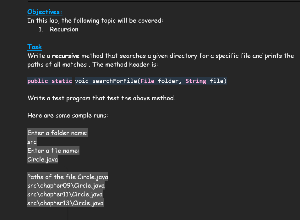 Solved Objectives: In this lab, the following topic will be | Chegg.com