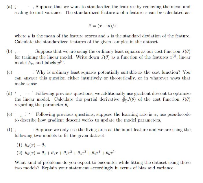 Solved Table 2: The housing dataset.Considering the dataset | Chegg.com