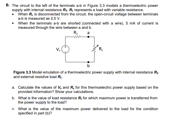 Solved B. The circuit to the left of the terminals a−b in | Chegg.com