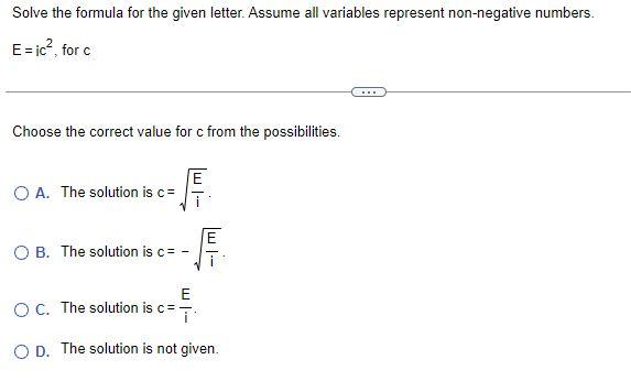 Solved Solve the formula for the given letter. Assume all | Chegg.com