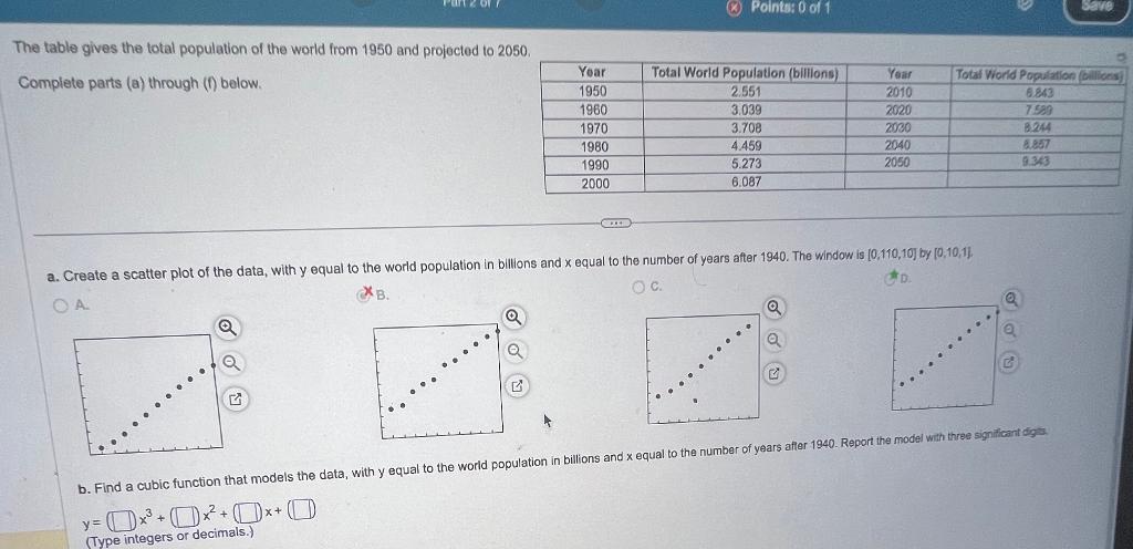 The table gives the total population of the world | Chegg.com