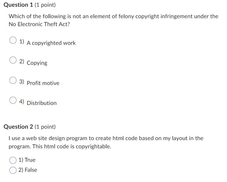 Solved Which of the following is not an element of felony | Chegg.com