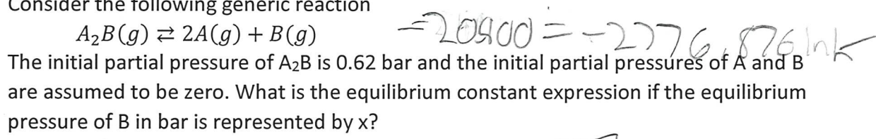 Solved A2B(g)⇄2A(g)+B(g) The initial partial pressure of A2B | Chegg.com