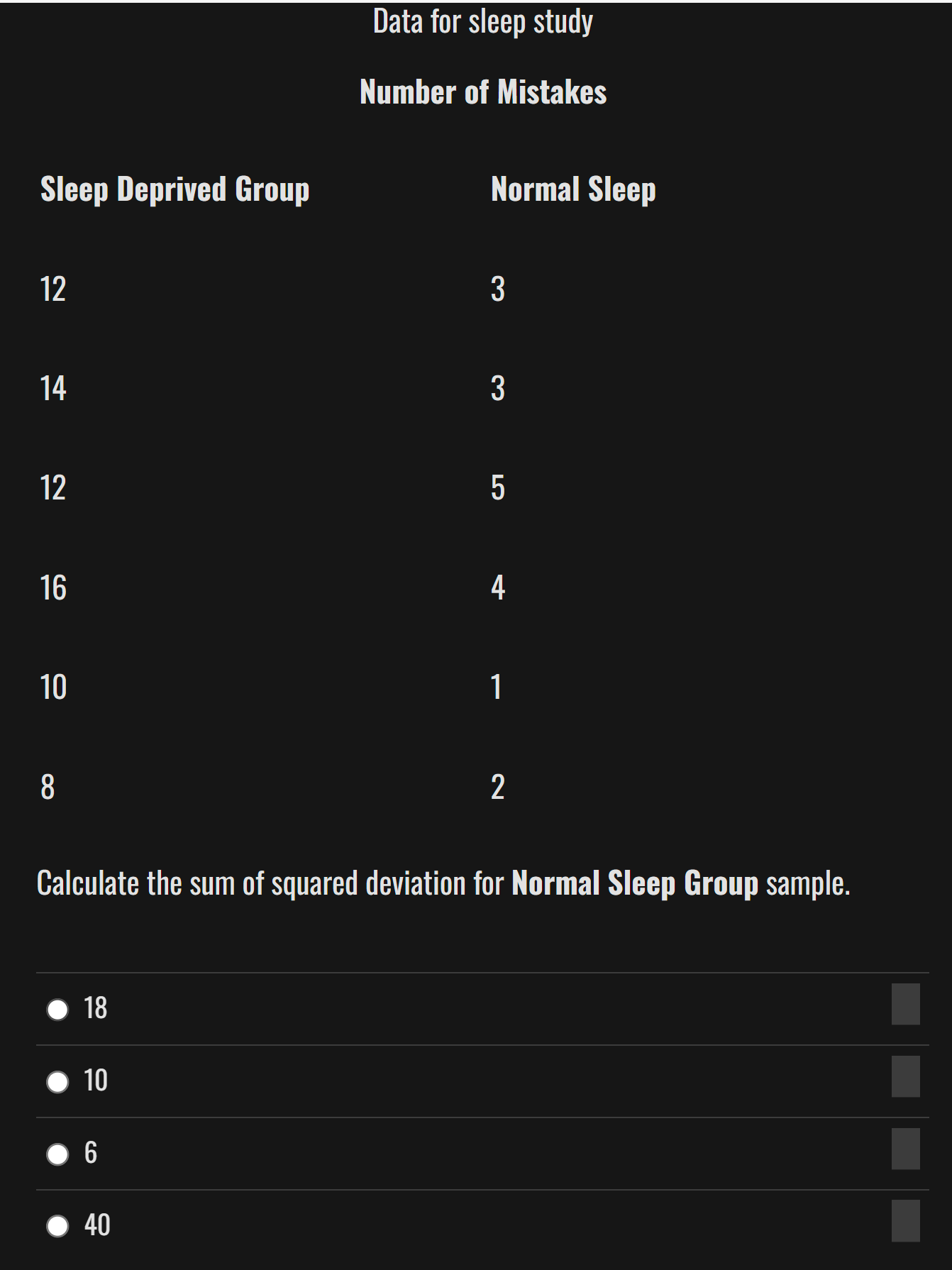 Solved Calculate the sum of squared deviation for Normal | Chegg.com