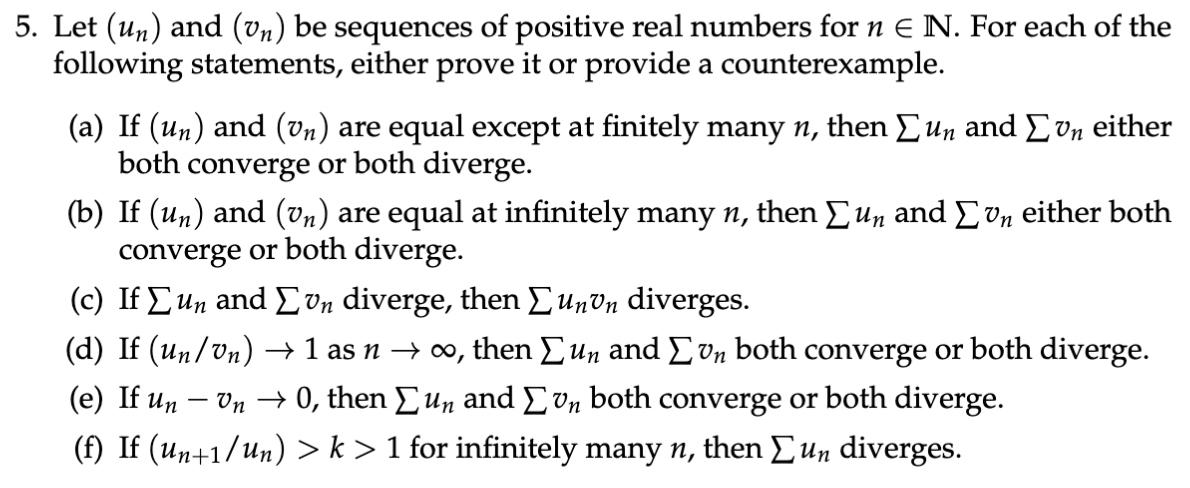 Solved 5. Let (un) and (vn) be sequences of positive real | Chegg.com