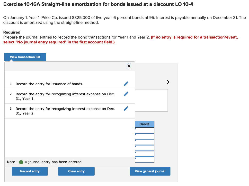 Solved Exercise 10-16A Straight-line amortization for bonds | Chegg.com