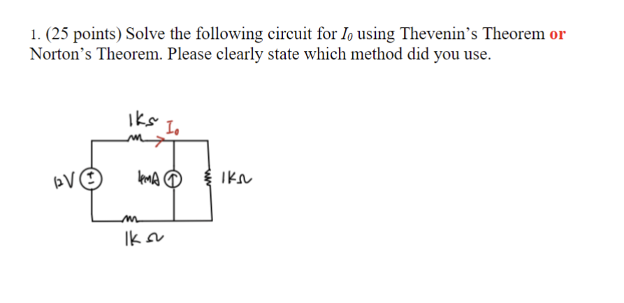 Solved 1. ( 25 points) Solve the following circuit for I0 | Chegg.com