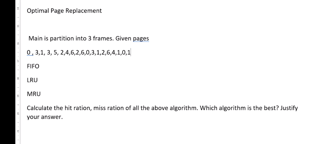 Solved Optimal Page Replacement Main is partition into 3 | Chegg.com