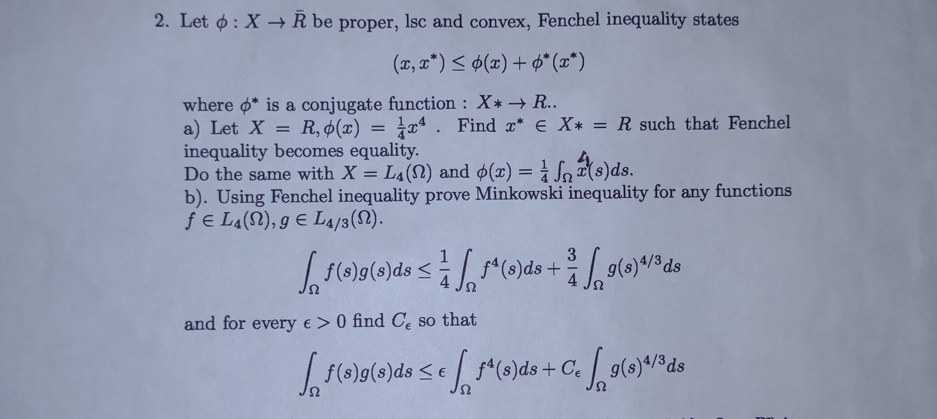 Solved Let φ:x→bar (R) be ﻿proper, lsc ﻿and convex, Fenchel | Chegg.com
