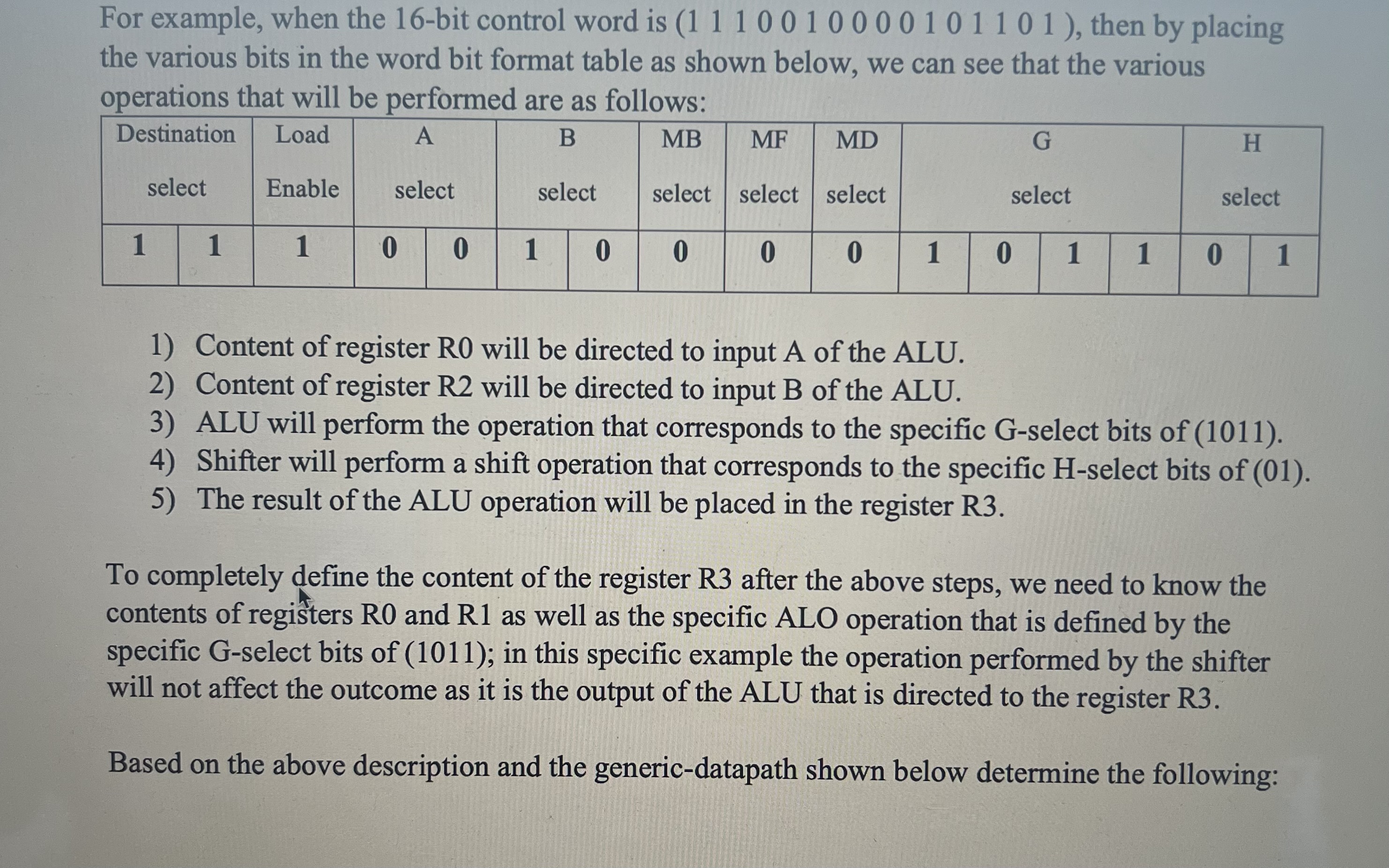 Solved The generic datapath shown in the schematic below was | Chegg.com