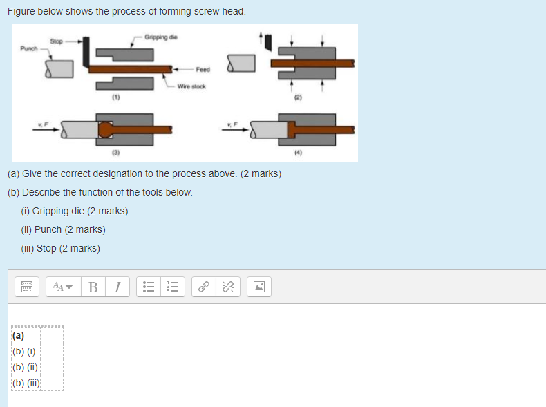 Solved Figure below shows the process of forming screw head. | Chegg.com