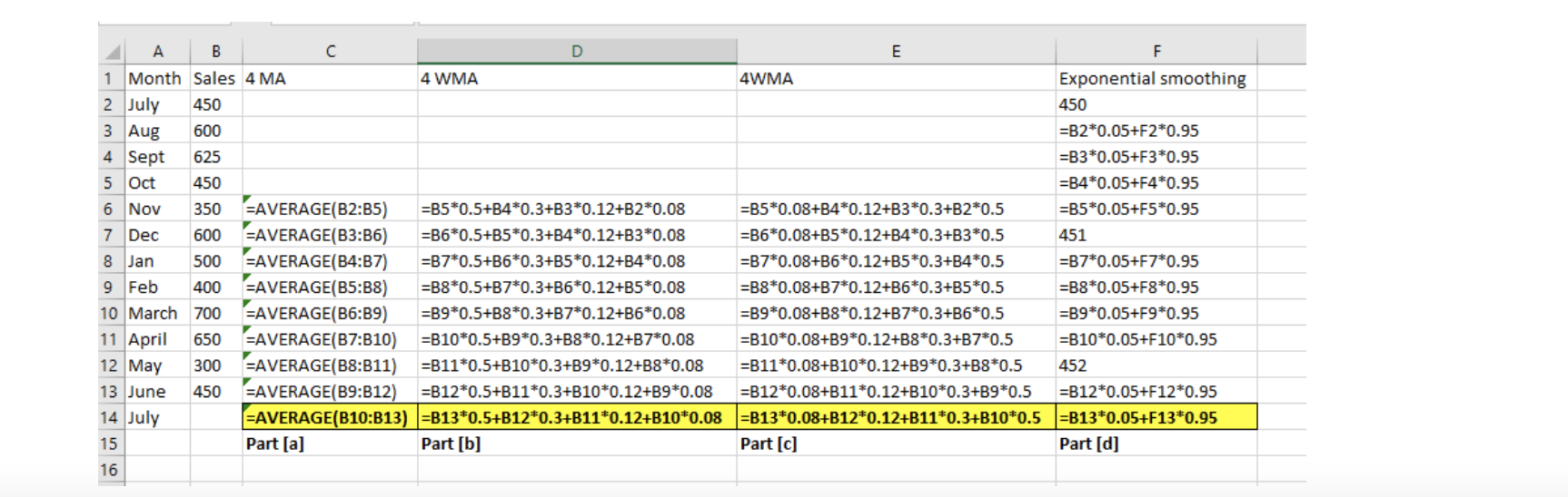 Solved Perform the following forecasting exercises in Excel | Chegg.com