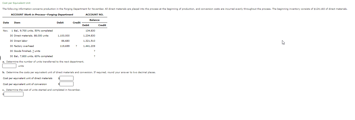 Solved a. Determine the number of units transferred to the | Chegg.com