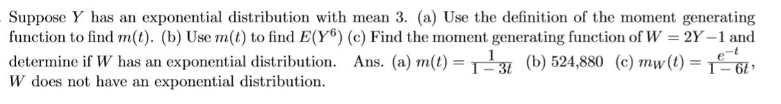 Solved Suppose Y has an exponential distribution with mean | Chegg.com