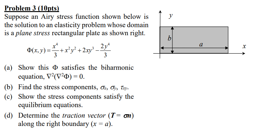 Solved T. Problem 3 (10pts) Suppose an Airy stress function | Chegg.com
