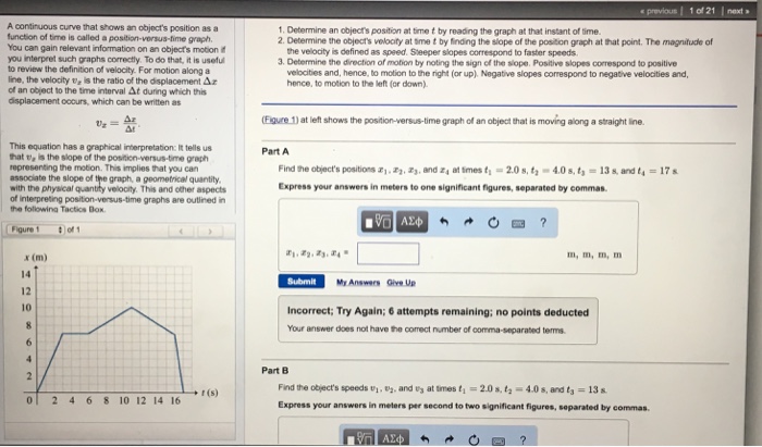 Solved A continuous curve that shows an object's position as | Chegg.com