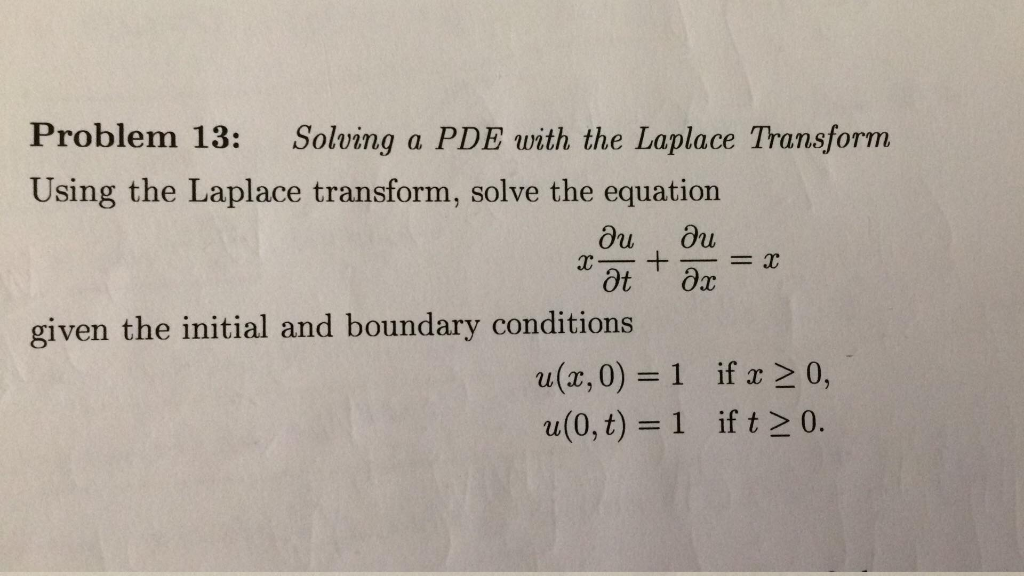 Solved Problem 13 Solving A Pde With The Laplace Transform