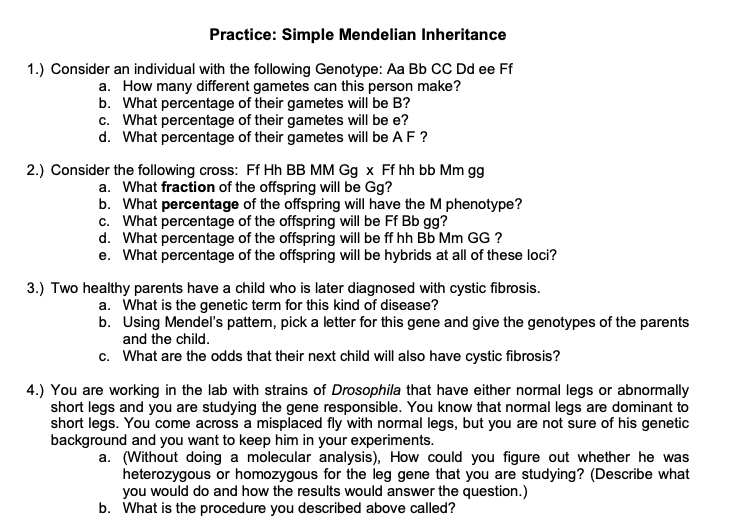 Practice: Simple Mendelian Inheritance 1.) Consider | Chegg.com