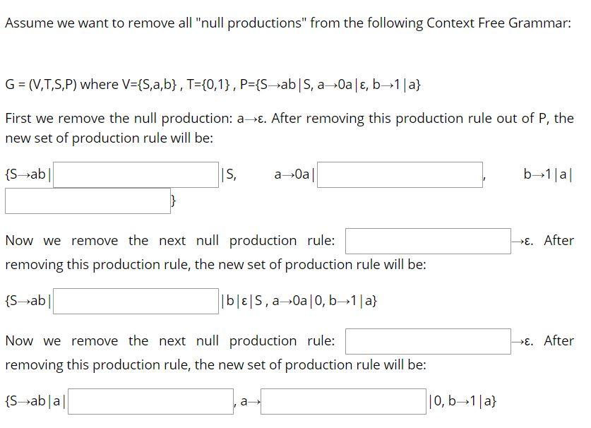 Solved Assume we want to remove all "null productions" from | Chegg.com
