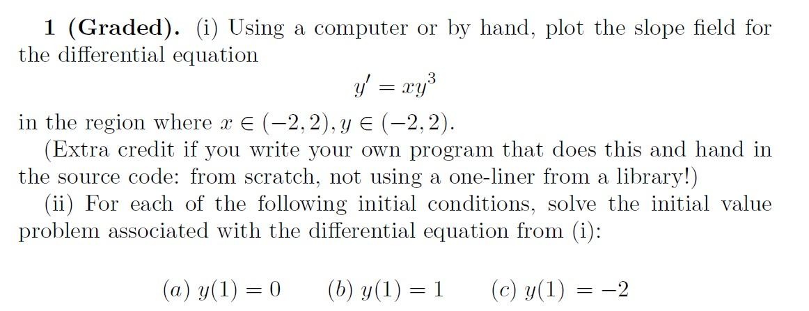 Solved 1 (Graded). (i) Using a computer or by hand, plot the | Chegg.com