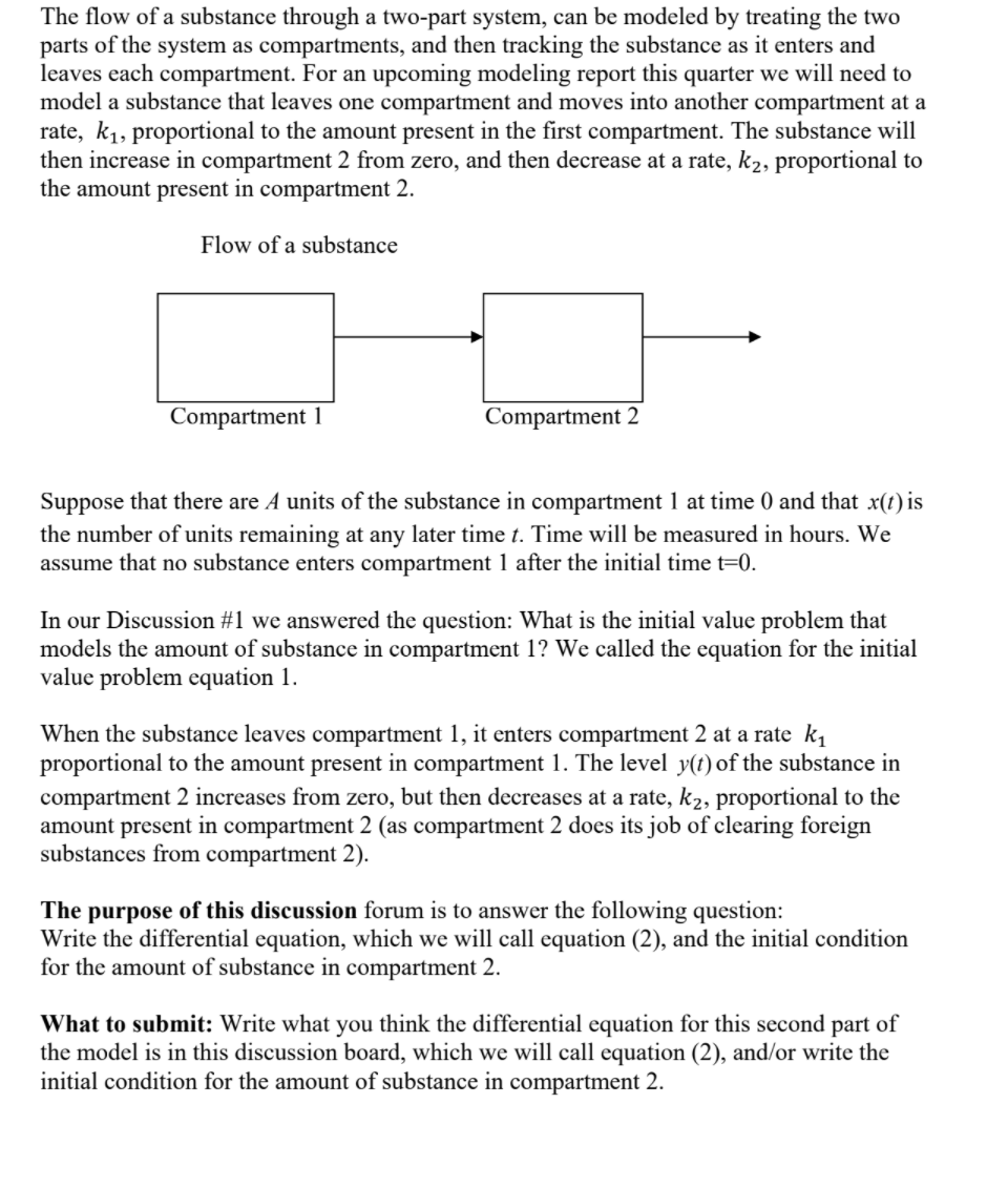Solved The flow of a substance through a two-part system, | Chegg.com