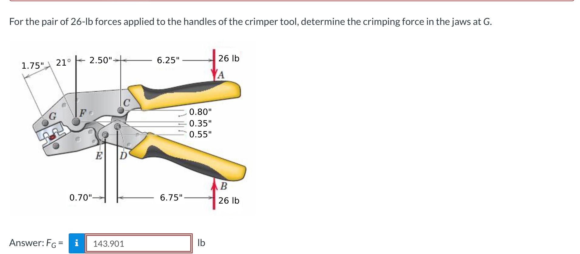 Solved For the pair of 26-lb forces applied to the handles | Chegg.com