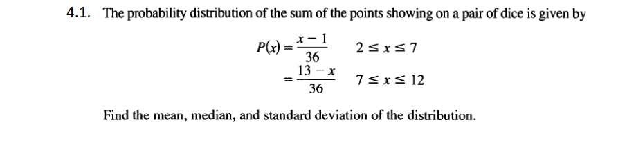 Solved 1. The probability distribution of the sum of the | Chegg.com