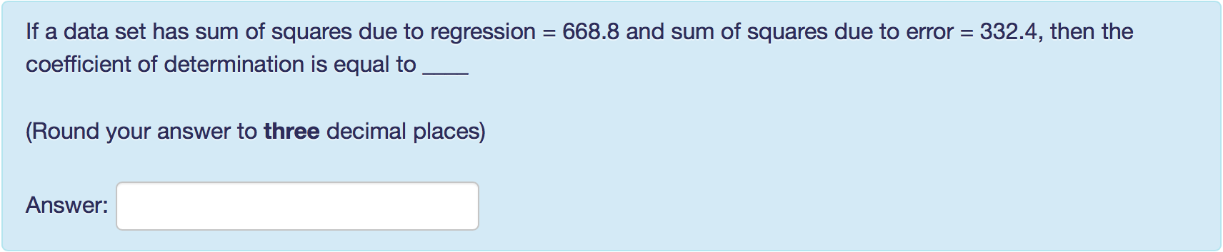 Solved If a data set has sum of squares due to regression = | Chegg.com